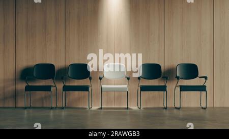 Concept background with chairs in waiting room for job interview, 3d ...