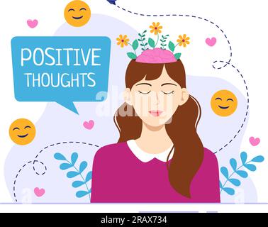 Positives Thoughts Vector Illustration with Thinking Positive as a ...