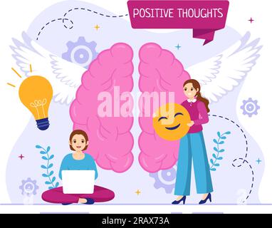 Positives Thoughts Vector Illustration with Thinking Positive as a ...