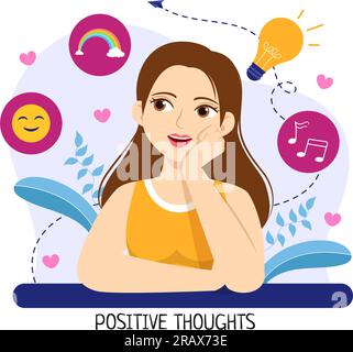Positives Thoughts Vector Illustration with Thinking Positive as a ...