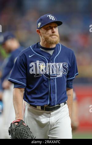 Tampa Bay Rays pitcher Jake McGee follows through on a throw during ...