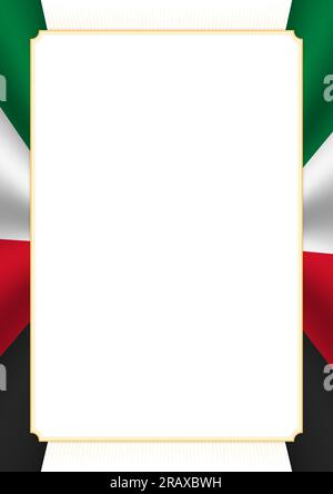 Vertical frame and border with Kuwait flag, template elements for your ...
