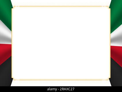 Horizontal frame and border with Kuwait flag, template elements for ...