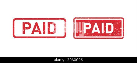 round red grungy PAID rubber stamp isolated on white, vector ...