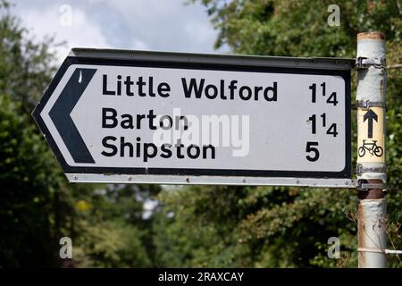 Little Wolford village sign, Warwickshire, England, UK Stock Photo - Alamy