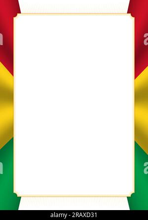 Vertical frame and border with Guyana flag, template elements for your certificate and diploma ...