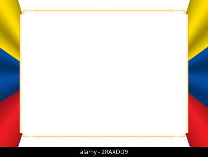 Horizontal frame and border with Ecuador flag, template elements for ...
