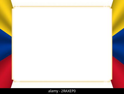 Horizontal frame and border with Colombia flag, template elements for ...