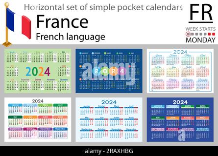 French horizontal pocket calendar for 2024 (two thousand twenty four ...