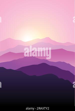 Beautiful pink mountain landscape, peaceful nature, background, banner ...
