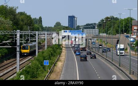 CLass 323 in Northern trains livery travelling on track running ...