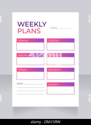 Daily planner activities worksheet design template. Printable goal ...