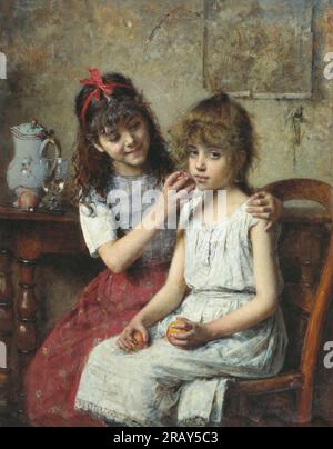 Two Girls by Alexei Harlamoff Stock Photo - Alamy