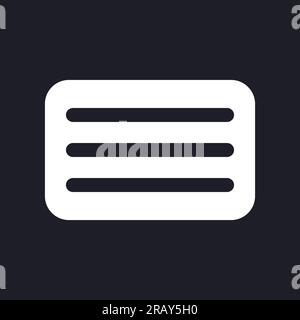 Hamburger menu button dark mode glyph ui icon. Interactive element. User interface design. White ...