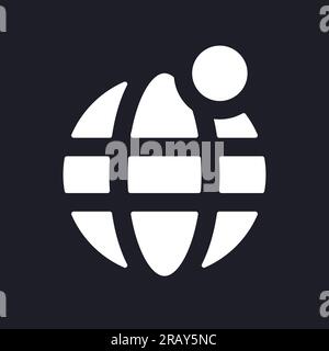 Internet network notification dark mode glyph ui icon. Connection. User interface design. White ...