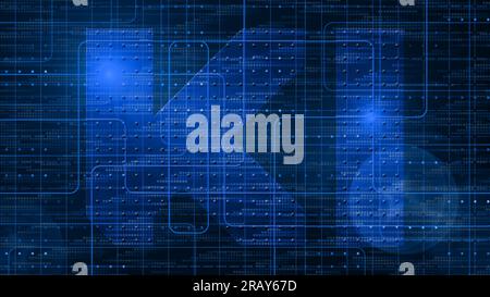 KI lettering in center of various graphic elements on green digital ...