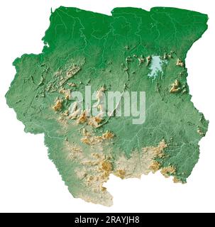 A 3D rendering of Topographic Suriname Map Hypsometric Surinam ...