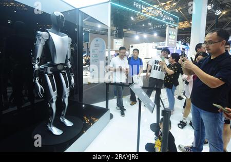 SHANGHAI, CHINA - JULY 6, 2023 - The Tesla Bot humanoid robot of Tesla ...