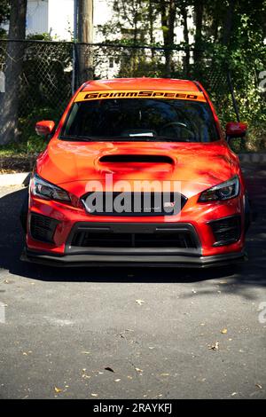 red subaru wrx sti sports car Stock Photo - Alamy