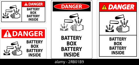 Danger Battery Box Battery Inside Sign With Symbol Stock Vector Image ...