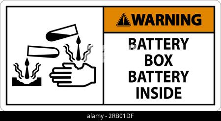 Warning Battery Box Battery Inside Sign With Symbol Stock Vector Image ...