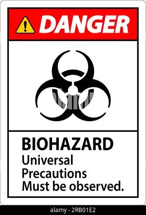 Biohazard Danger Label Biohazard Universal Precautions Must Be Observed ...