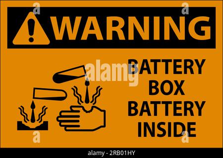 Warning Battery Box Battery Inside Sign With Symbol Stock Vector Image ...