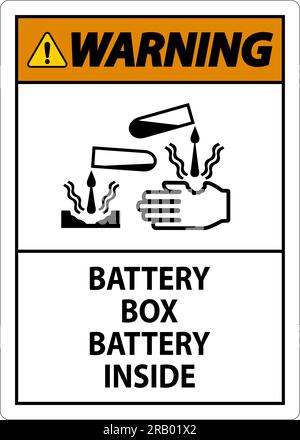 Warning Battery Box Battery Inside Sign With Symbol Stock Vector Image ...