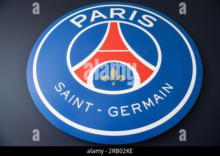 Illustration of the official logo of PSG at Campus PSG, the new ...
