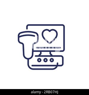 cardiac ultrasound scanner, echocardiogram icon Stock Vector Image ...