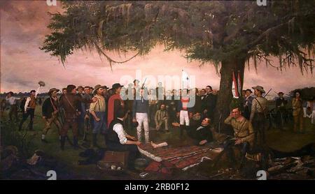 Painting, Surrender of Santa Anna, by William Henry Huddle, in the ...