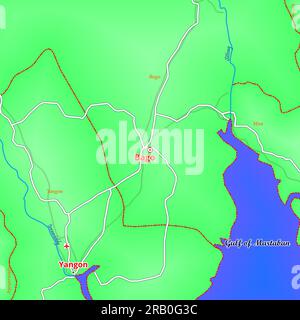 Bago region map of Myanmar in front of a white background Stock Photo ...