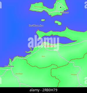 Map of the region of Cumana in Venezuela : detail of the canoe and the ...