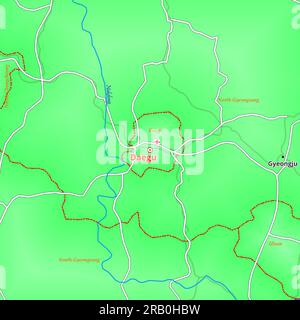 Daegu, metropolitan city of South Korea. Grayscale elevation map with ...