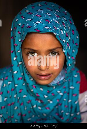 Portrait of a veiled Gujjar Bakerwal girl, Jammu and Kashmir, Kangan ...