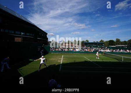 Connor Thomson and Toby Samuel during their Gentlemen’s Doubles match ...