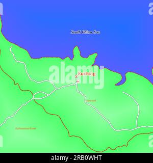 Map of Kuching City in Malaysia Stock Photo - Alamy