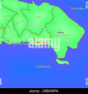 La Romana Dominican Republic Map grey Stock Photo - Alamy