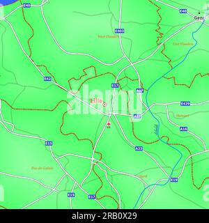 Road map of the city of Lille in France on a white background Stock ...