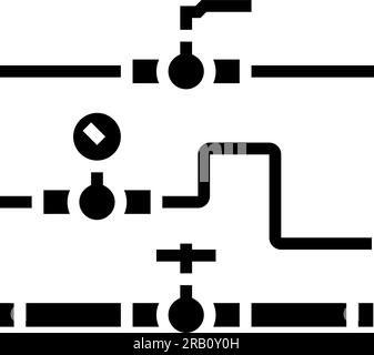 pipeline system petroleum engineer glyph icon vector illustration Stock ...