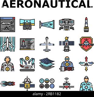 aeronautical engineer aircraft icons set vector Stock Vector Image ...