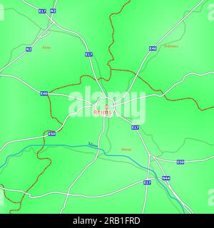 Road map of the city of Reims in France on a white background Stock ...