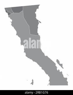 Baja California map silhouette isolated on white background, Mexico ...
