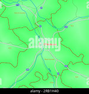 Road map of the city of Toulouse in France on a white background Stock ...