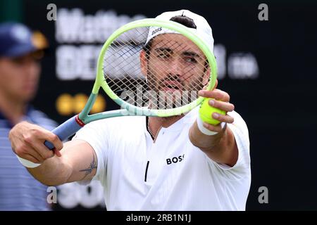 LONDON, ENGLAND - JULY 7: Lorenzo Sonego of Italy during Wimbledon 2025 at All England Lawn ...