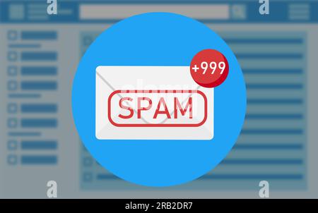 Illustration of email app interface with spam warning message Stock ...