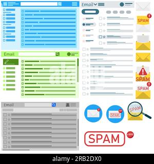 Collage with illustrations of different email app interfaces Stock ...