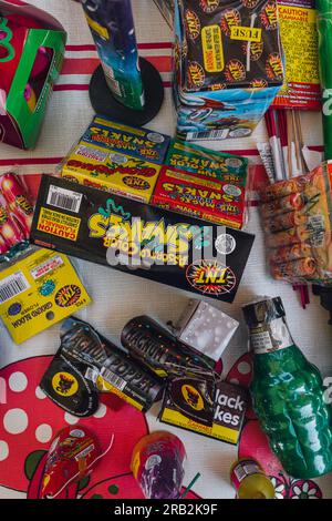 Black Cat Junior Pyro Backpack full of fireworks for kids Stock Photo ...