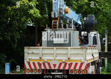power transformer strapped on a truck Stock Photo - Alamy