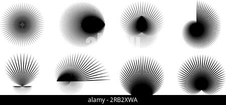 Abstract spiky elements set. Radial and spiral spokes objects ...